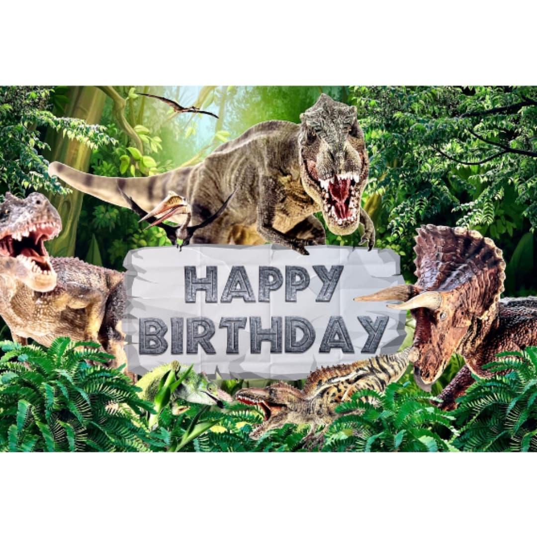 Dinosaur Photo Backdrop Kids Birthday Party Vinyl Dinosaur Banner ...