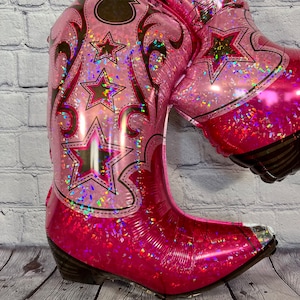 Cowgirl Cowboy Boots Balloons Happy Birthday Celebration Western Pink ...