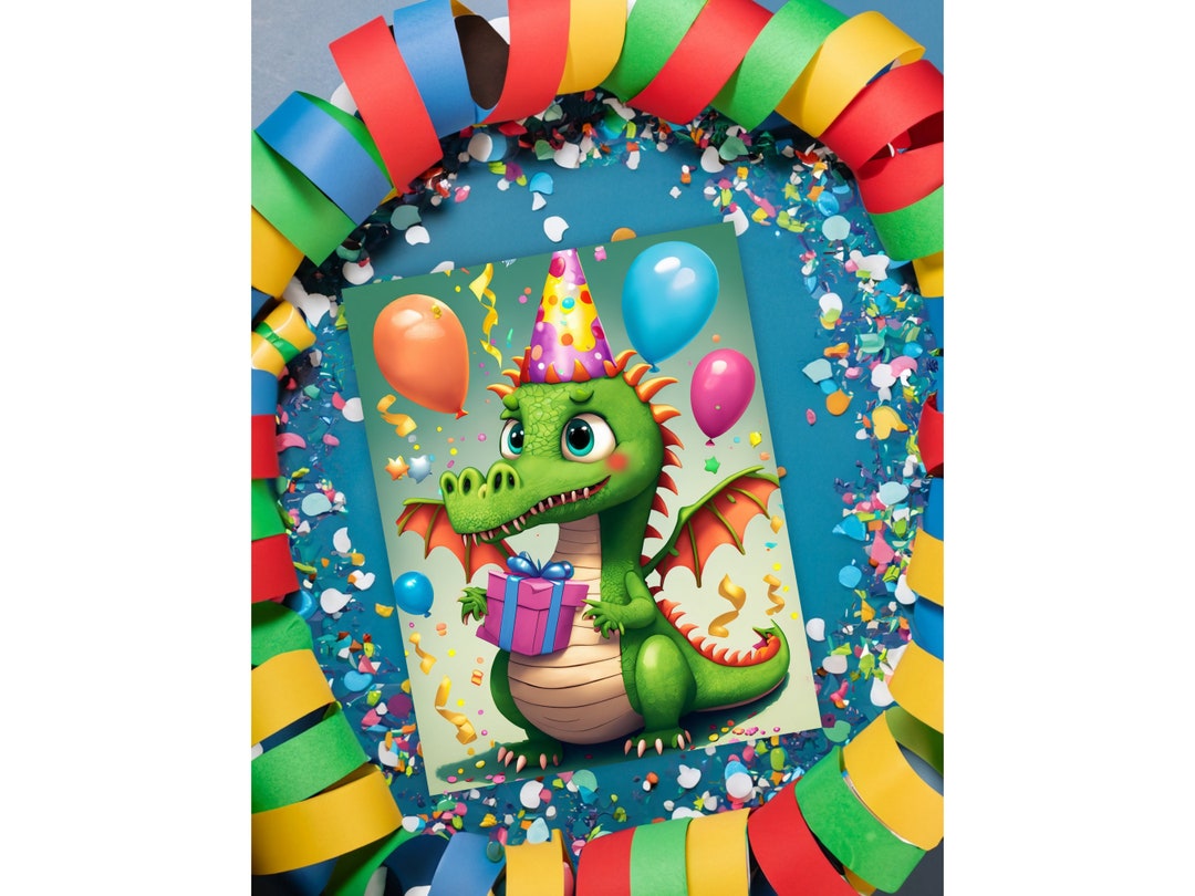 Dragon Birthday Card: Printable Kids Party (digital Download) - Etsy