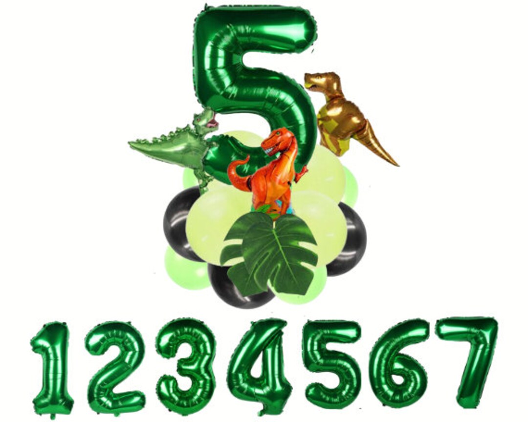 Dinosaur Number Balloons Birthday Party Supplies and Decor Balloon ...