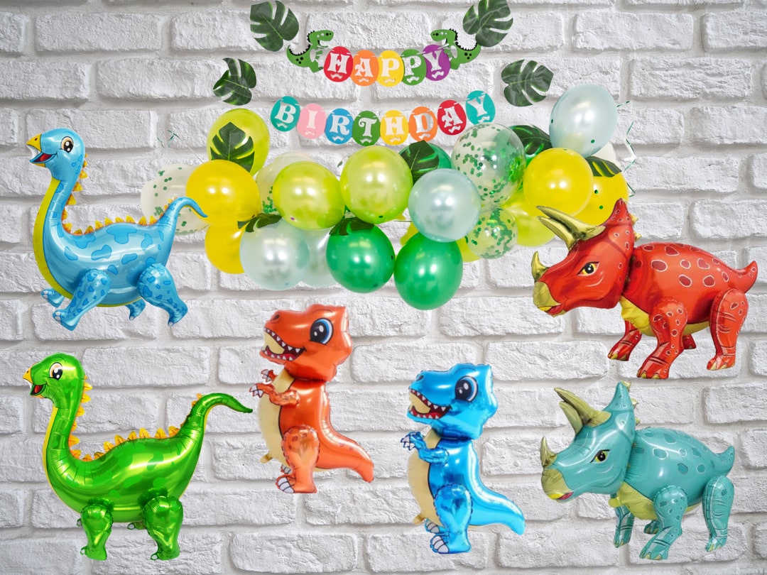 Dinosaur T-rex Triceratops Party Supplies Balloon Set 6 JUMBO Mylar ...