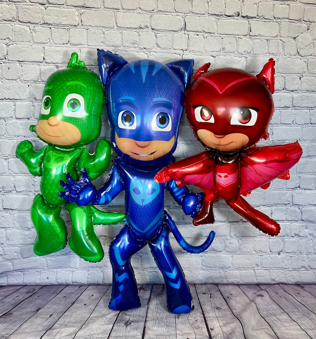 PJ Mask Party Giant Catboy, Gekko & Owlette Birthday Balloons Attached ...