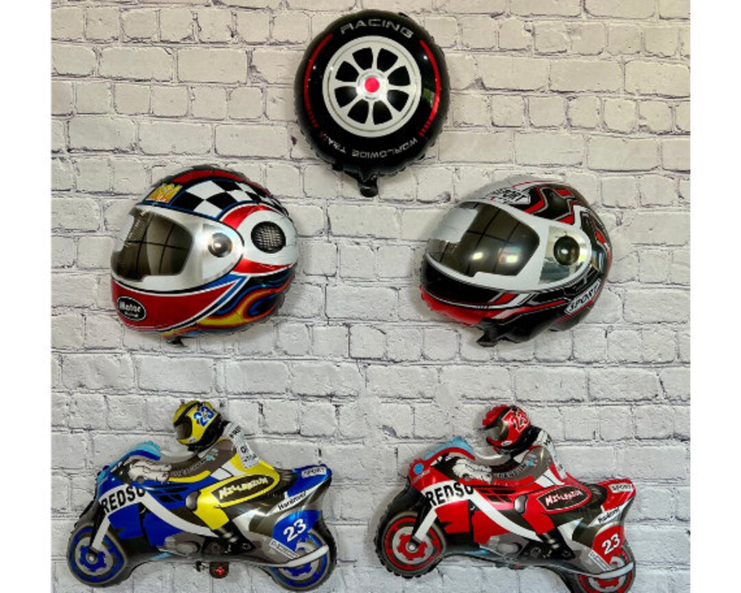 Motorcycle Dirt Bike and Helmet Balloons | Birthday Party Supplies and ...