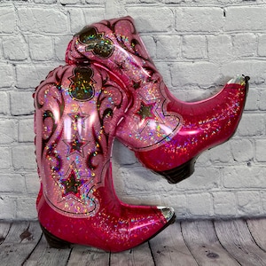 Cowgirl Cowboy Boots Balloons Happy Birthday Celebration Western Pink ...