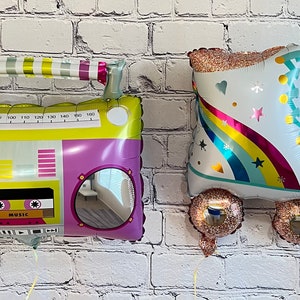 80's Retro Music Boombox Roller-skating Balloon 4 PC Set | Balloons ...