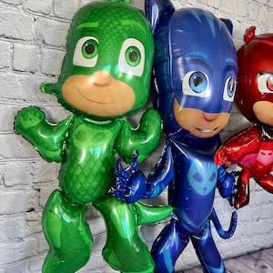 PJ Mask Party Giant Catboy, Gekko & Owlette Birthday Balloons Attached ...