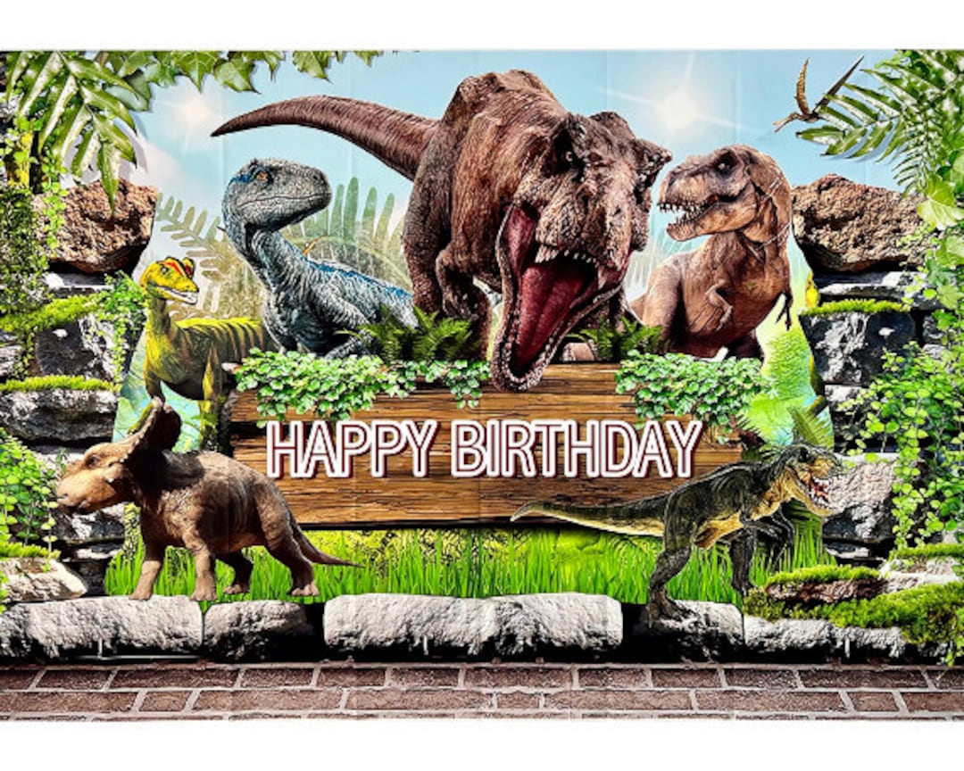 Dinosaur Photo Backdrop Kids Birthday Party Vinyl Dinosaur Banner ...