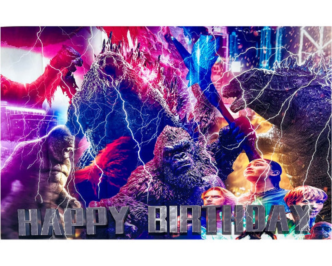 King Kong Godzilla Photo Backdrop Kids Birthday Party Vinyl Banner ...