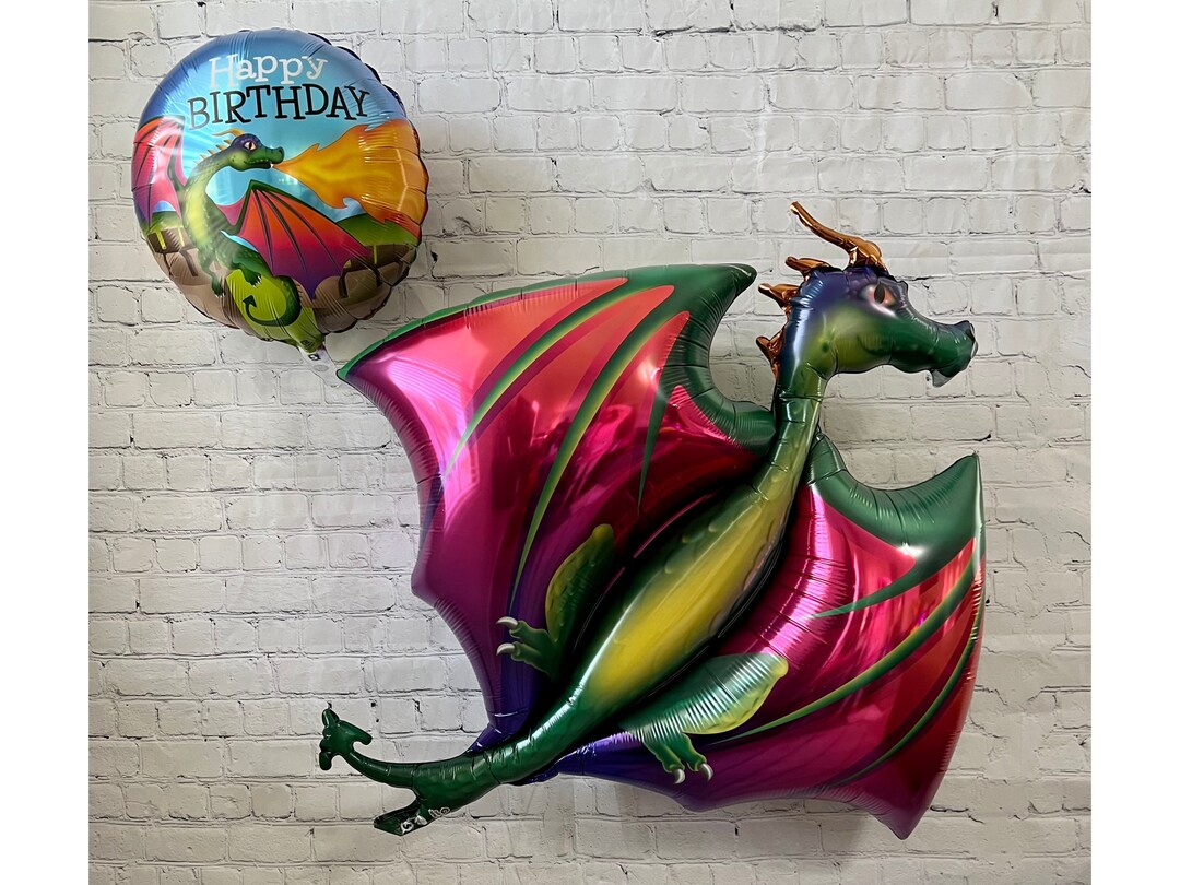 Dragon Foil Balloons JUMBO Mylar Set of 2 Kids Birthday Party ...