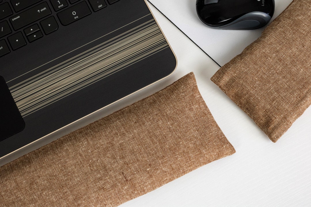 The Original Wrist Rest, Light Brown Linen Wrist Rest With Fold Over ...
