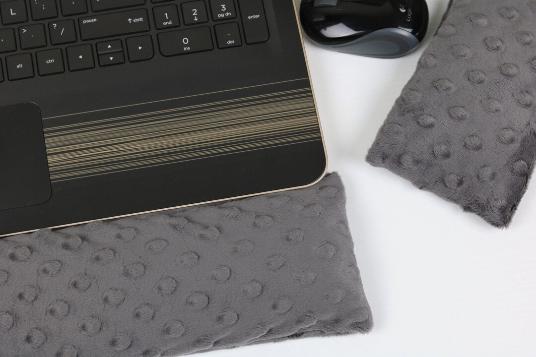 The Original Wrist Rest Set, Charcoal Gray Wrist Rest With Fold Over ...