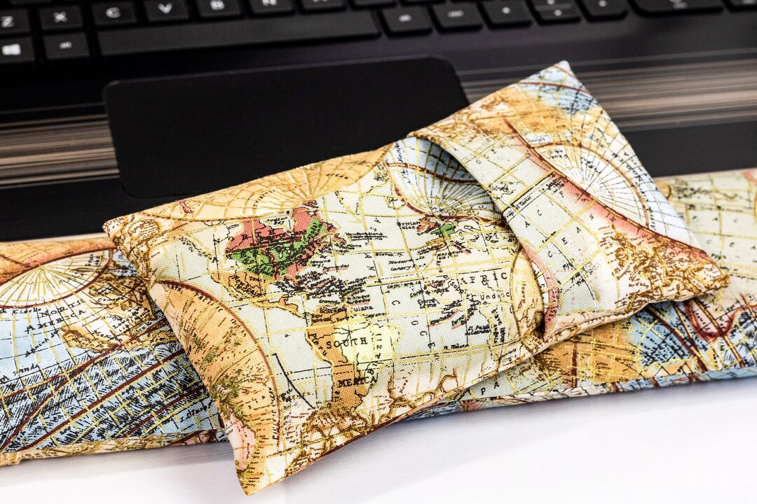 The Original Wrist Rest Set, Gold Map Fabric Wrist Rest With Fold Over ...