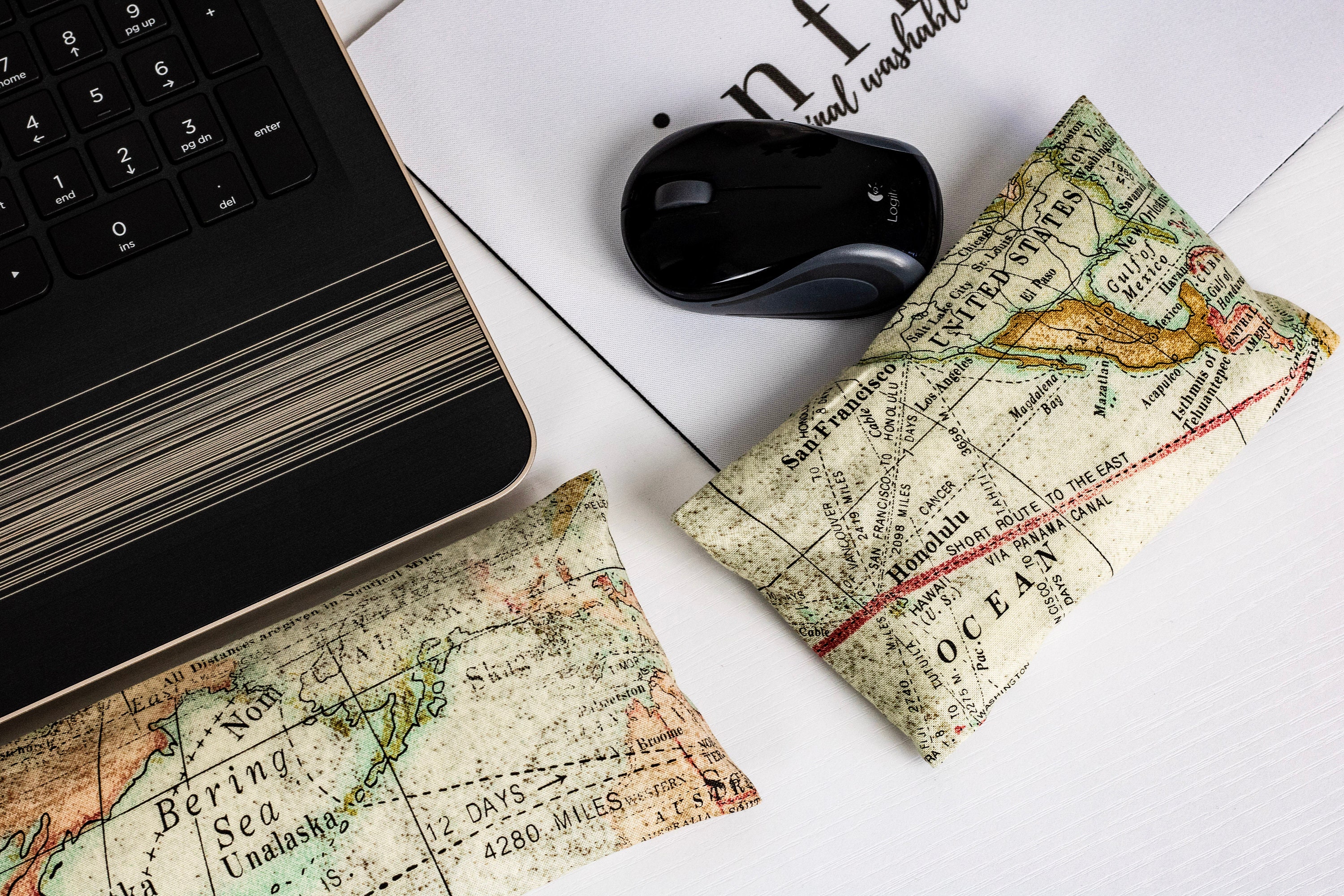 The Original Wrist Rest Set Map Fabric Wrist Rest With Fold - Etsy