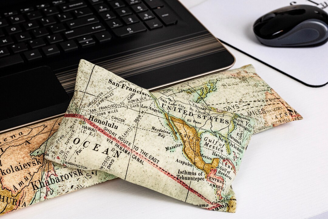 The Original Wrist Rest Set, Map Fabric Wrist Rest With Fold Over Cover ...