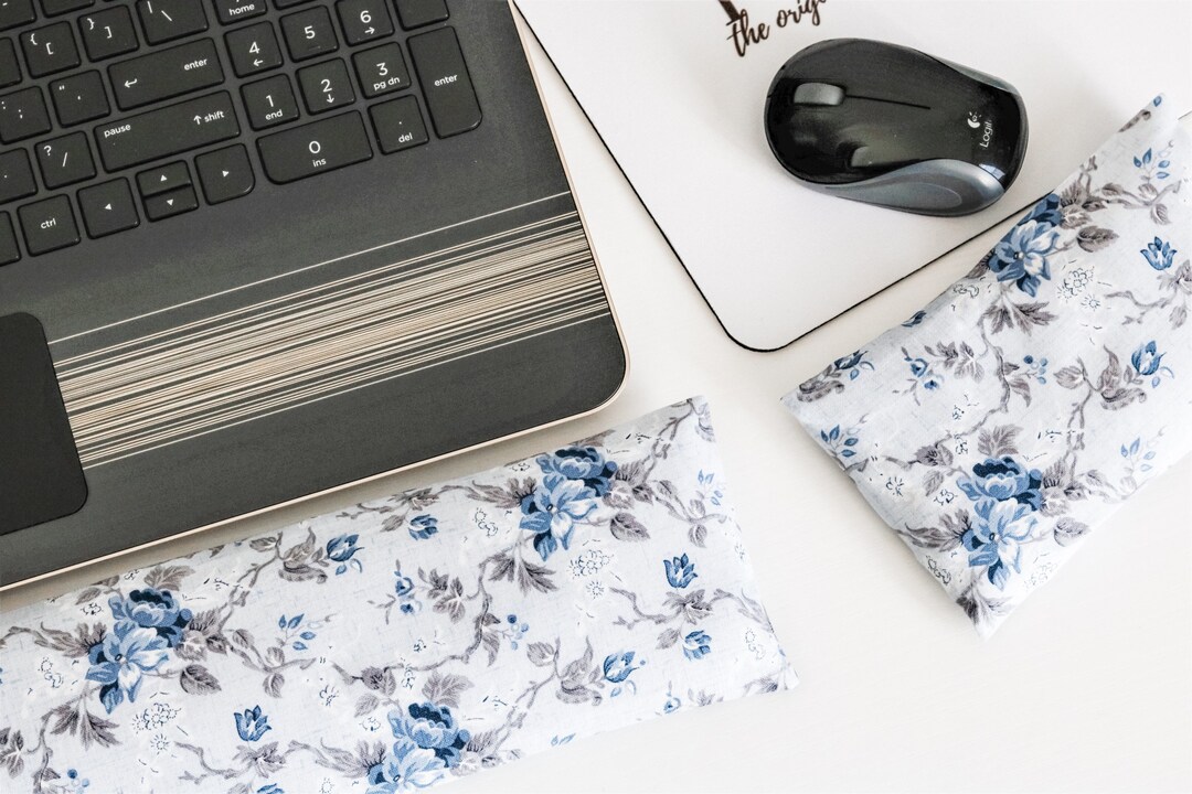 The Original Wrist Rest, Blue Floral Wrist Rest Set With Fold Over ...
