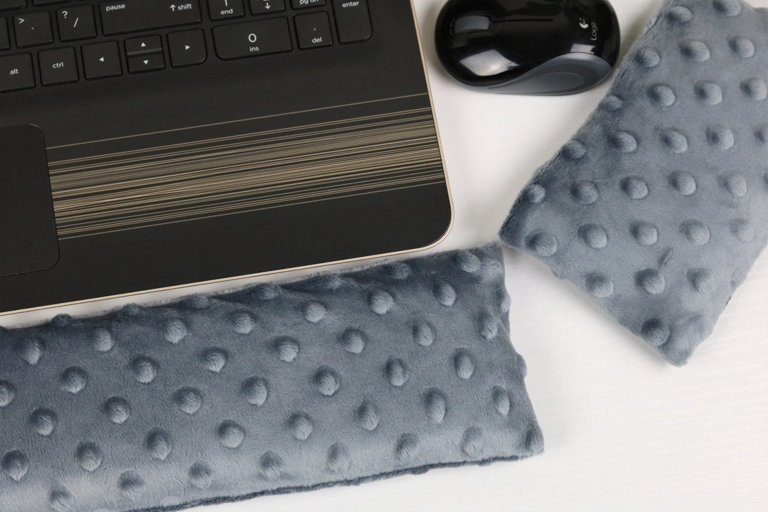 The Original Wrist Rest, Steel Blue Minky Wrist Rest Set With Fold Over ...