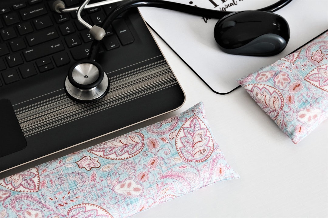 The Original Wrist Rest, Blue Pink Floral Cotton Wrist Rest With Fold ...