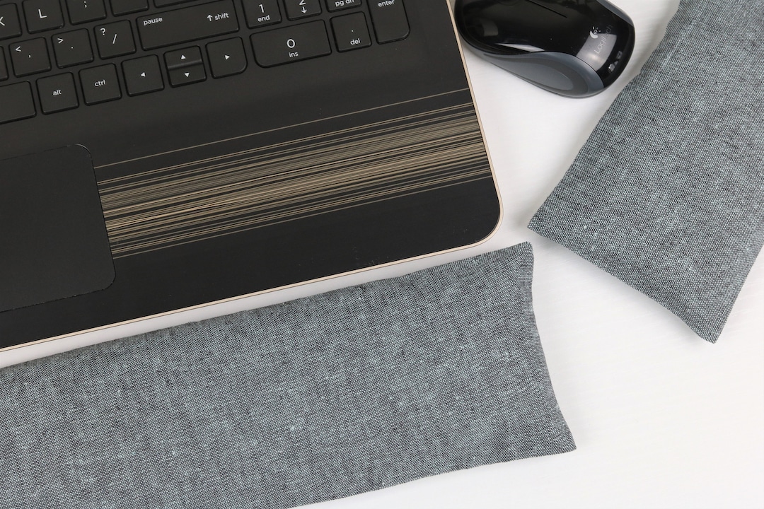 The Original Wrist Rest Set, Indigo Blue Linen Wrist Rest Set With Fold ...