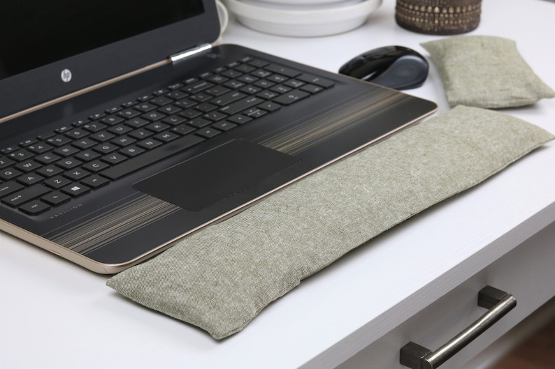The Original Wrist Rest Set, Green Linen Wrist Rest Set With Fold Over ...