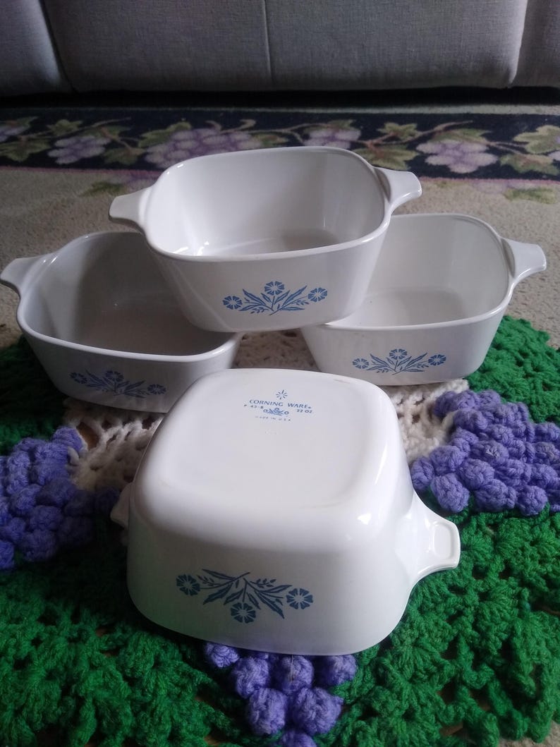 Vintage Corning Ware Square Dish: Blue Cornflower Casserole (P-43B) - Etsy