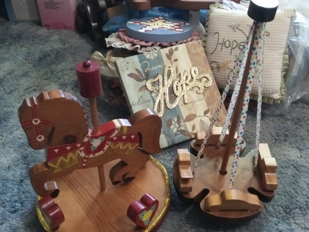 Vintage Wood Toy Carousel & Spinning Folk Art Whirly-gig - Etsy