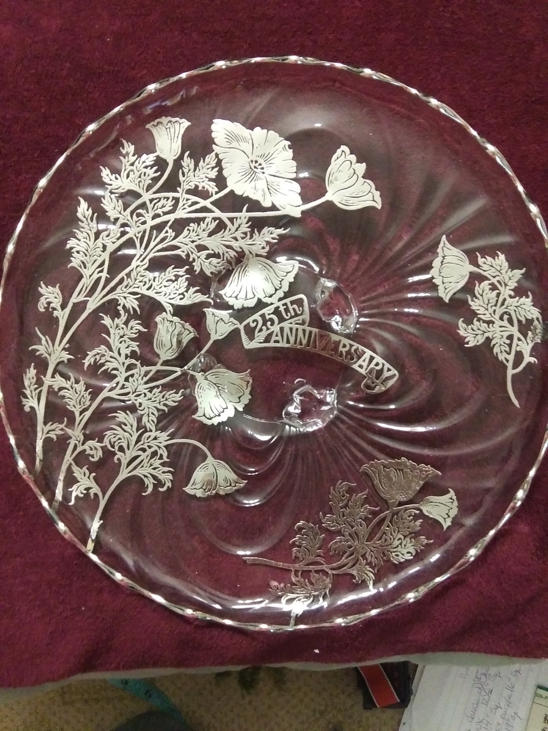 Vintage Silver City Glass 25th Anniversary Plate, Sterling Poppies - Etsy