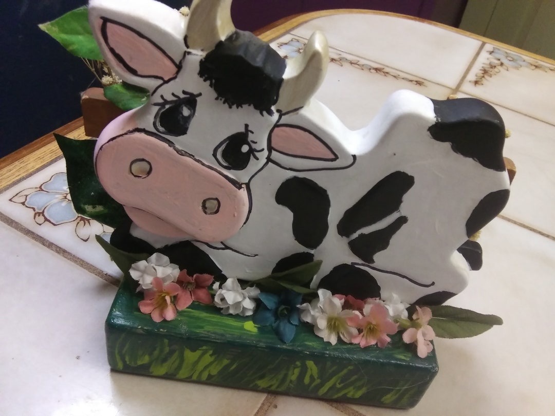 Vaca de cerámica en el prado feliz ternero pacífico en la - Etsy España