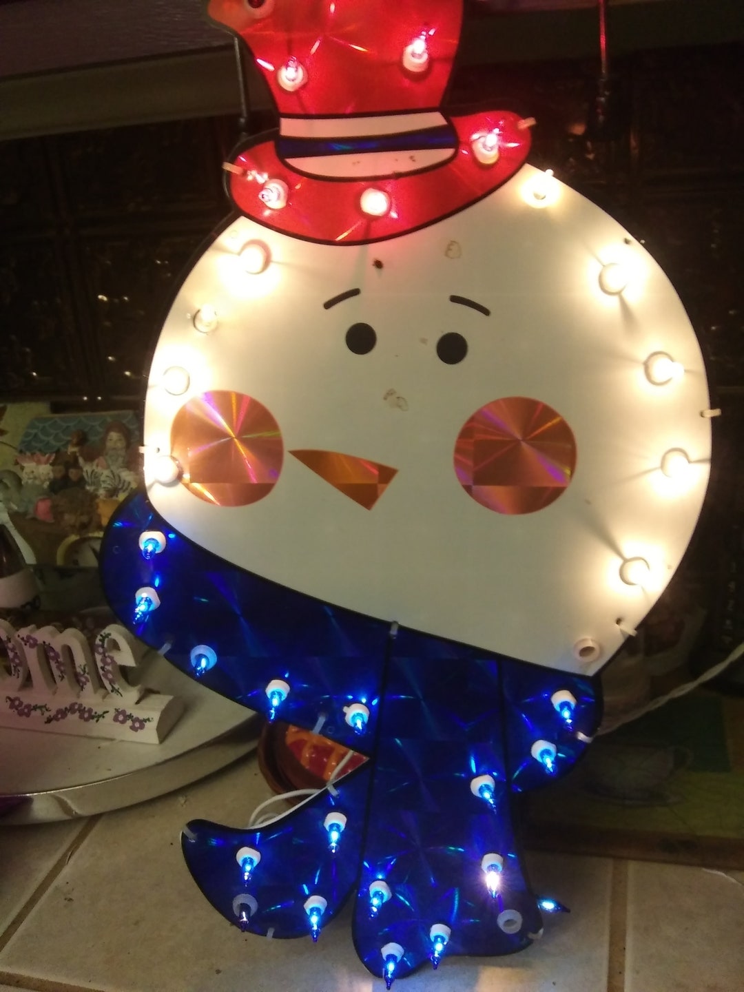 Vintage Electric Snowman Wall or Door Decoration, Nostalgic, Heart ...