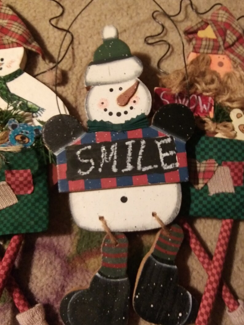 Vintage Long Legged Wood Snowman Wall Hanging, Winter Decor - Etsy