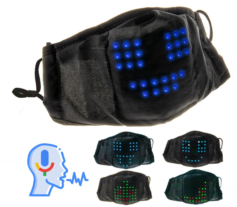 7 Color LED Face Mask w/ Glowing Matrix Display Bluetooth | Etsy
