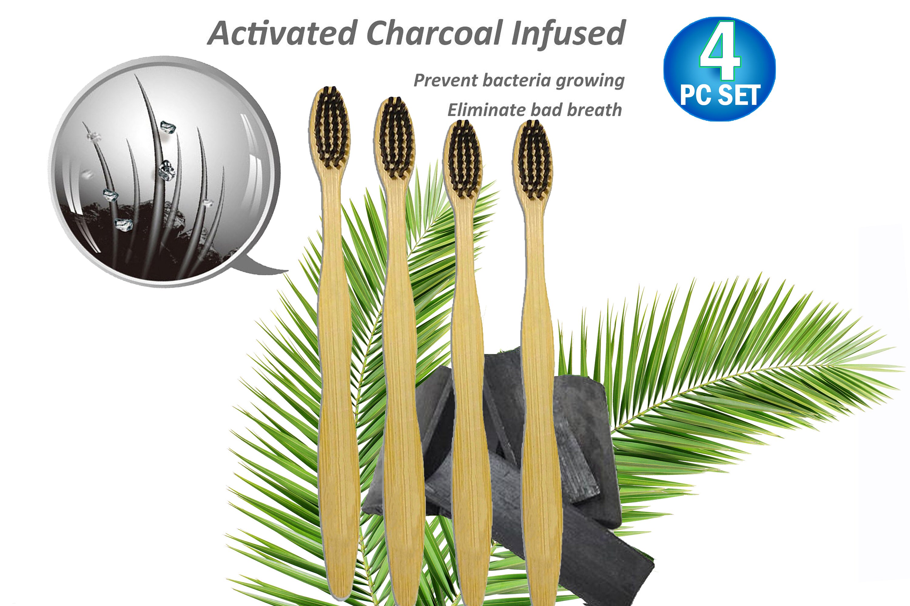 Natural Bamboo Charcoal Toothbrush 100% Organic | Etsy