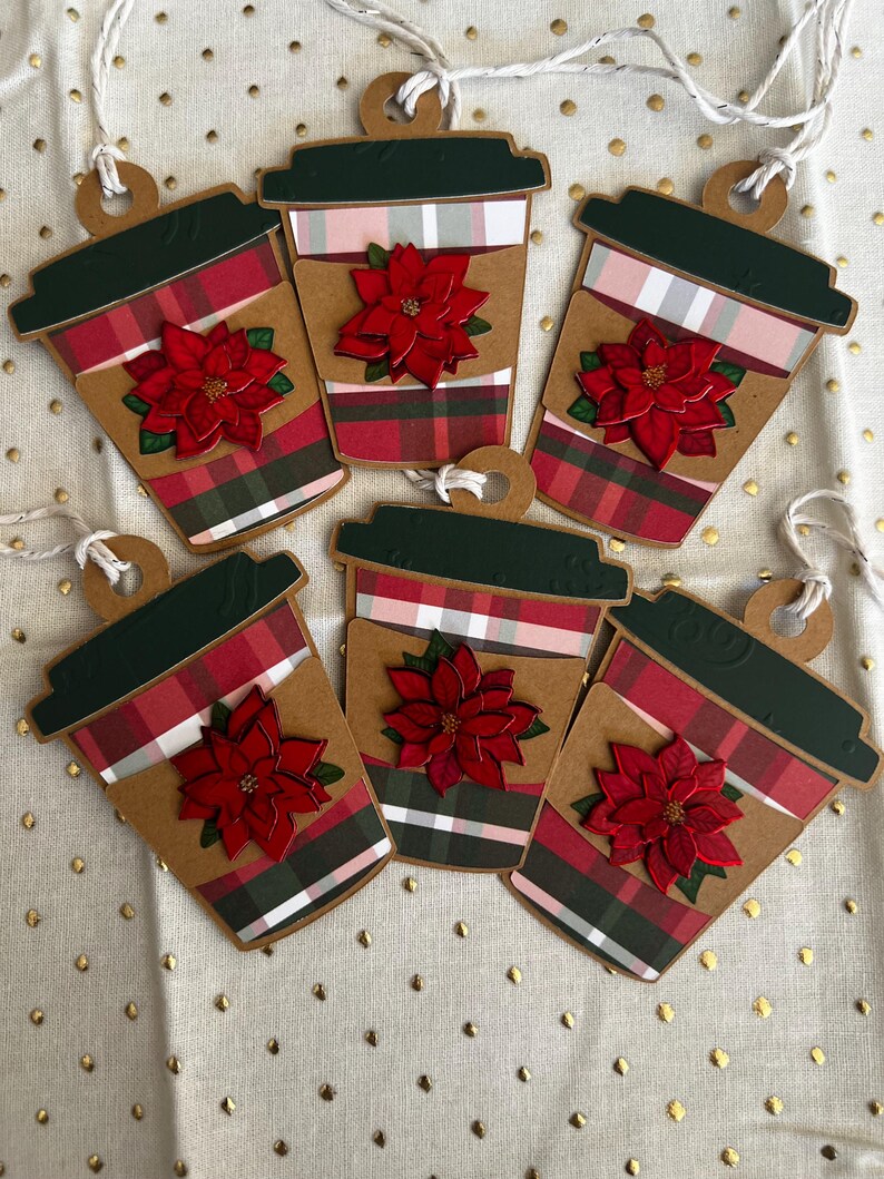 Coffee Cup Christmas/holiday/festive Gift Tags - Set of 6 - Etsy