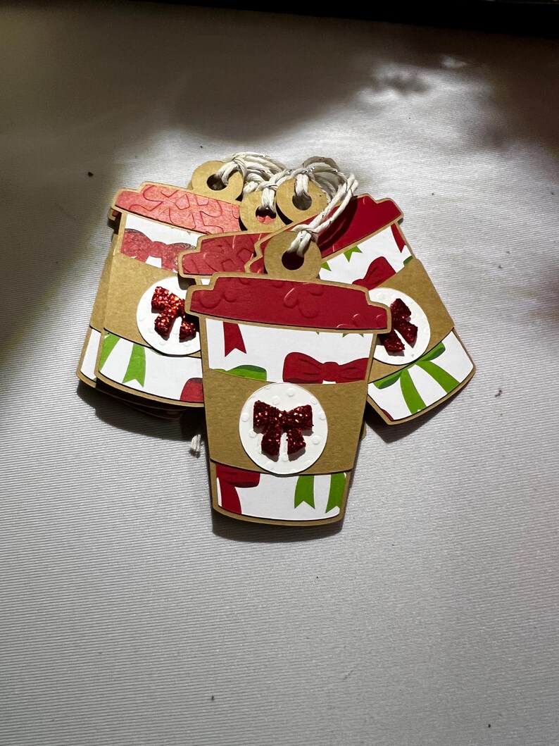 Coffee Cup Christmas/holiday/festive Gift Tags - Set of 6 - Etsy