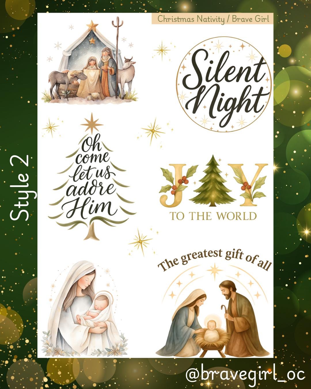 Christmas Nativity Sticker Sheets/planner/journaling/scrapbooking/card ...