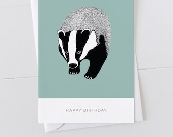 Badger Birthday Card // Animal Art Cards for Friend Cute - Etsy
