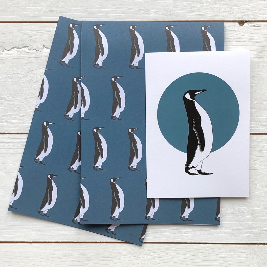 Penguin Gift Wrap With Card Options - Etsy