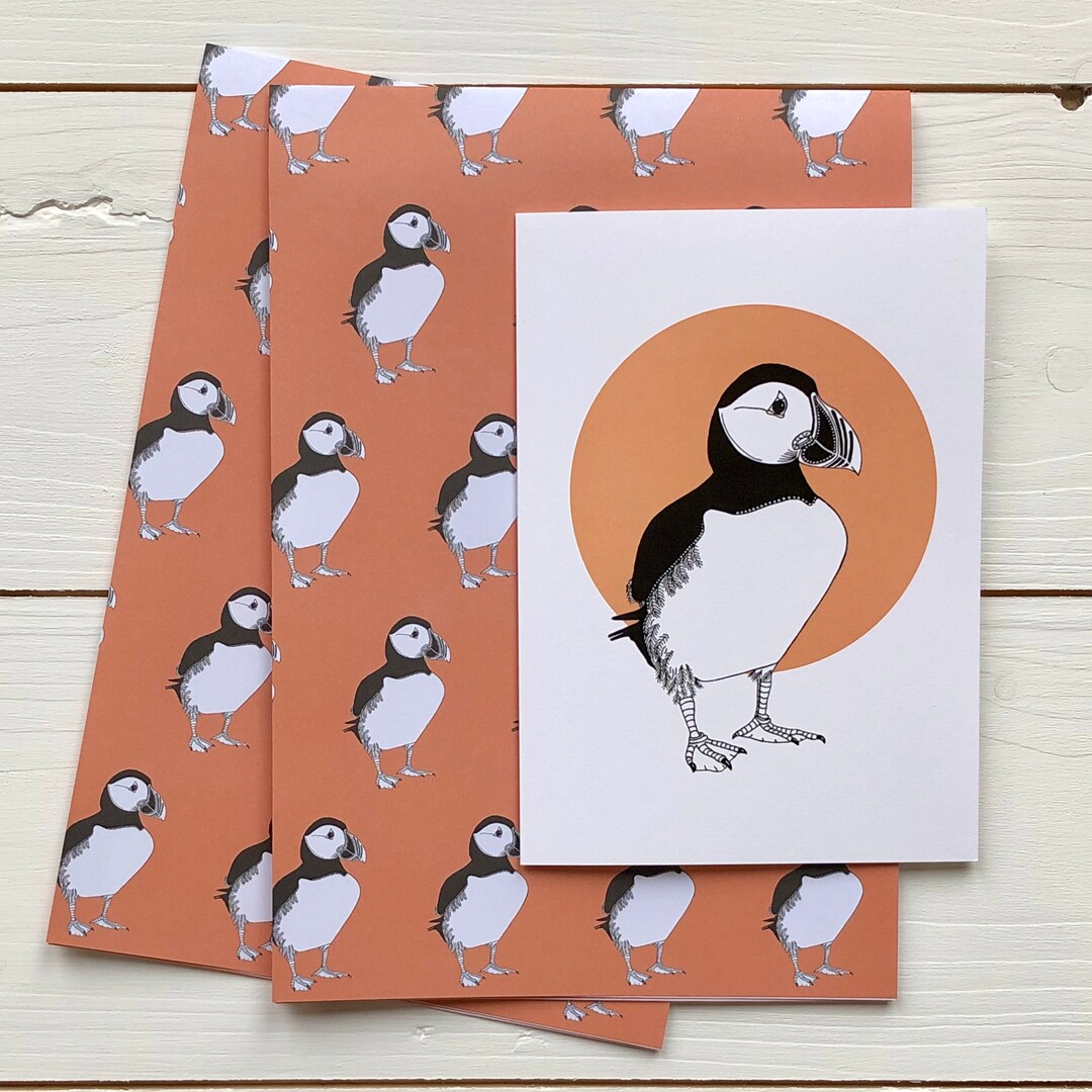Puffin Gift Wrap With Card Options - Etsy