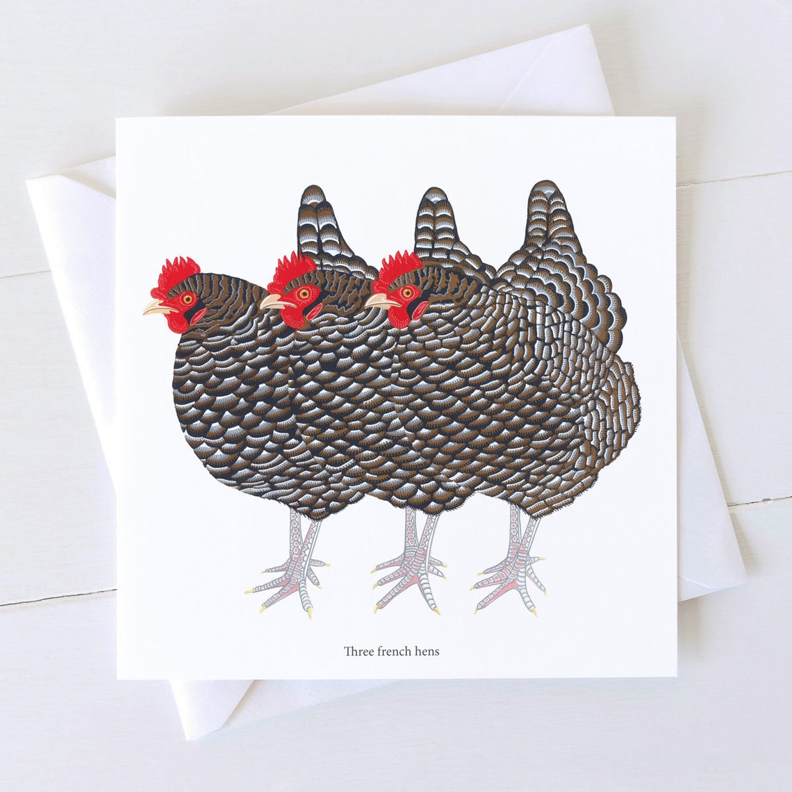 Three French Hens - Greeting Card - Etsy