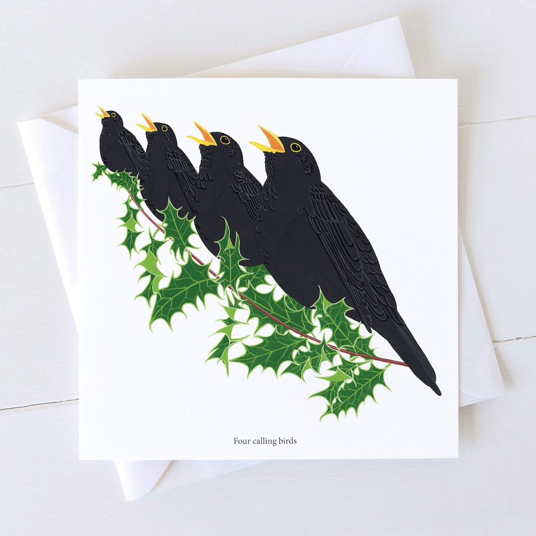 Four Calling Birds - Greeting Card - Etsy