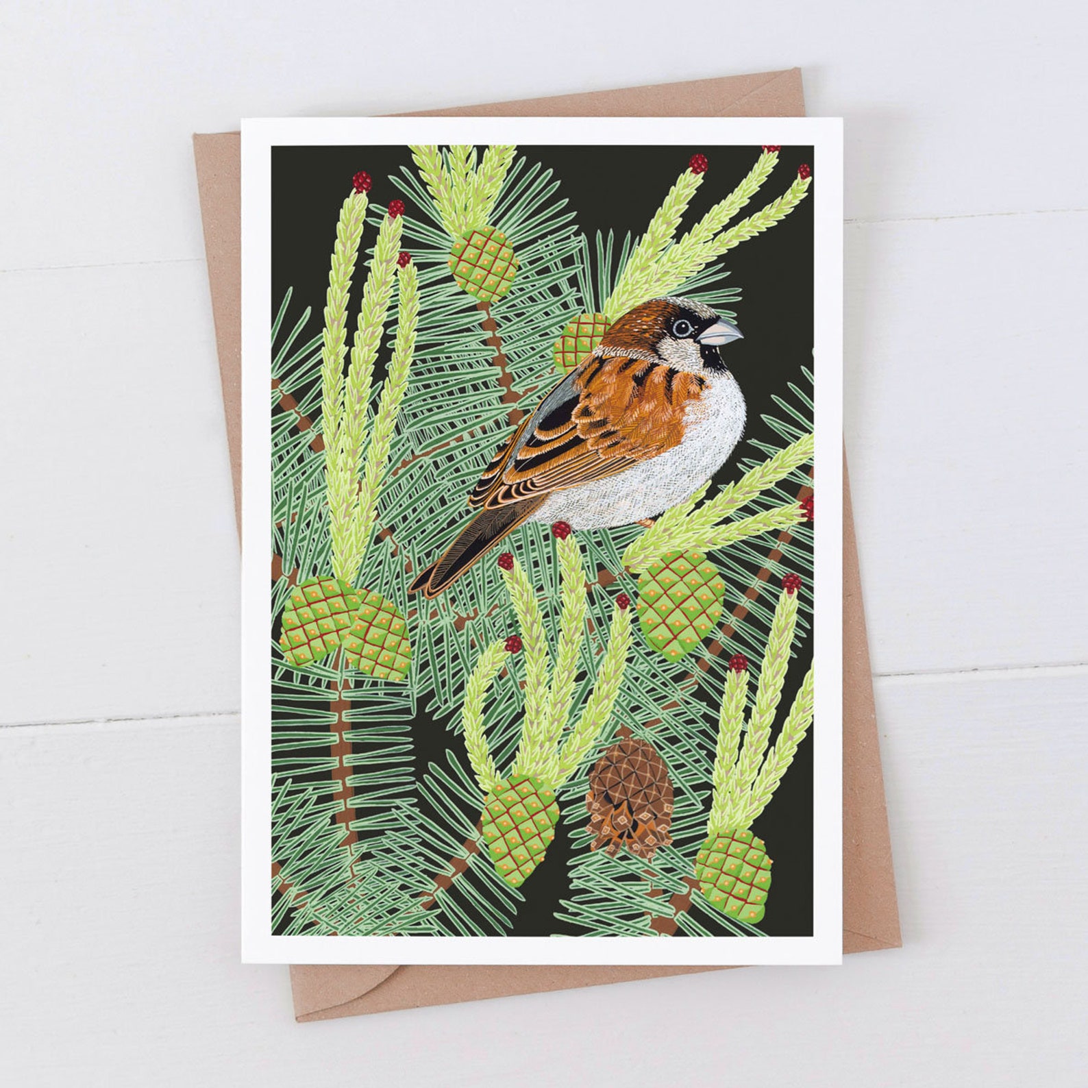 Sparrow Garden Bird Card - Etsy