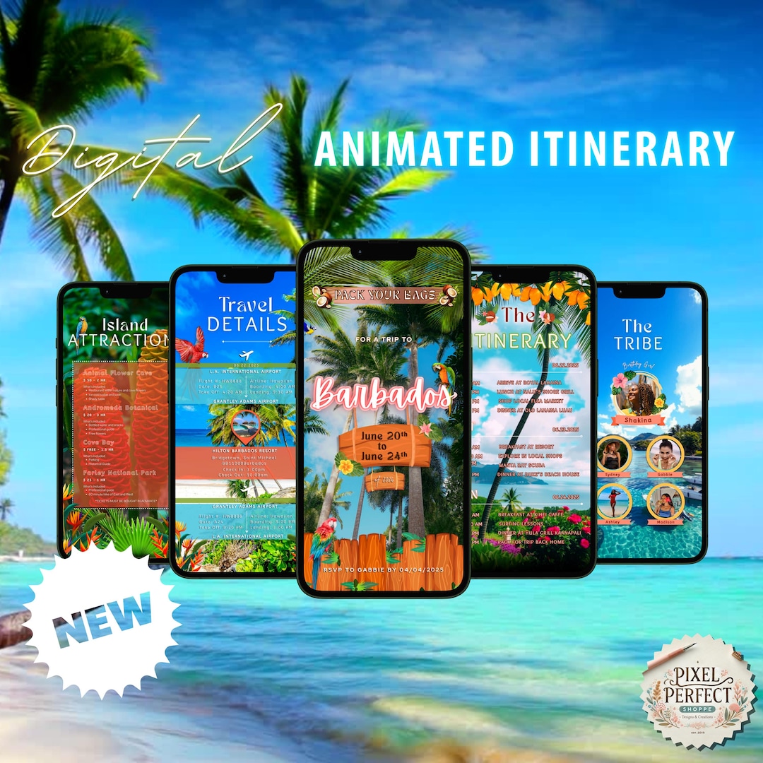 Animated Digital Girls Trip Itinerary Invitation, Friends Birthday ...