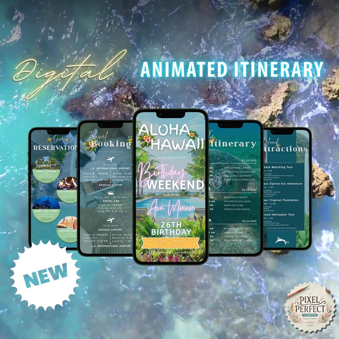 Animated Digital Girls Trip Itinerary Invitation, Friends Birthday ...
