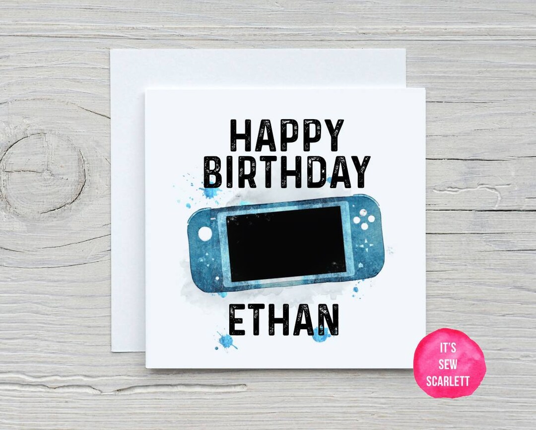 Personalised Happy Birthday Hand-Held Game Controller Card 6x6 White ...