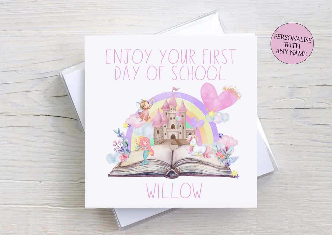 Personalised Enjoy Your First Day of School Card | Fairytale Book ...
