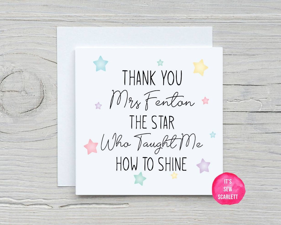 Personalised Nursery Teacher Teaching Assistant Card | Thank You the ...