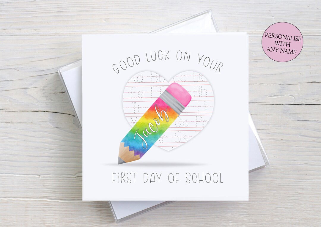 Personalised Good Luck on Your First Day of School Card | Unisex ...