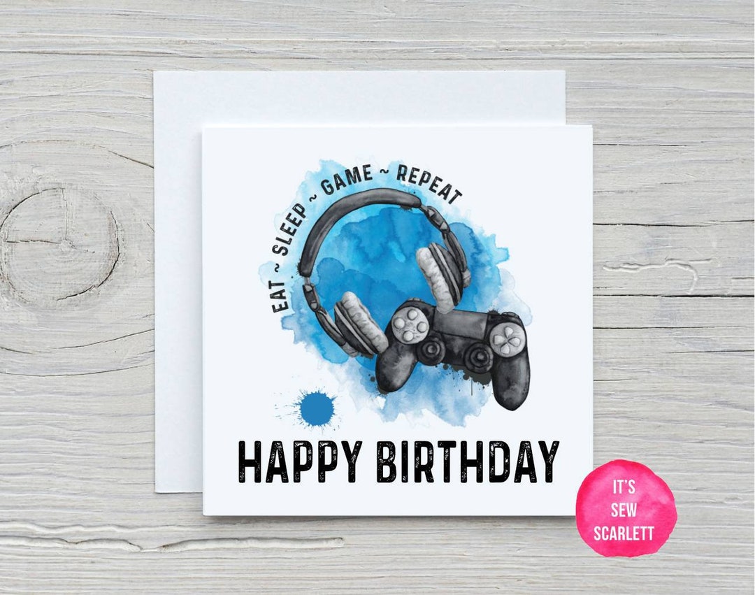 Personalised Happy Birthday Controller and Headset Card | 6x6" Square ...