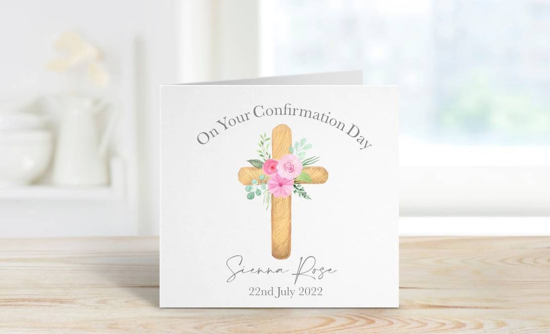 Personalised on Your Confirmation Day Card | 6x6 White Linen Square ...