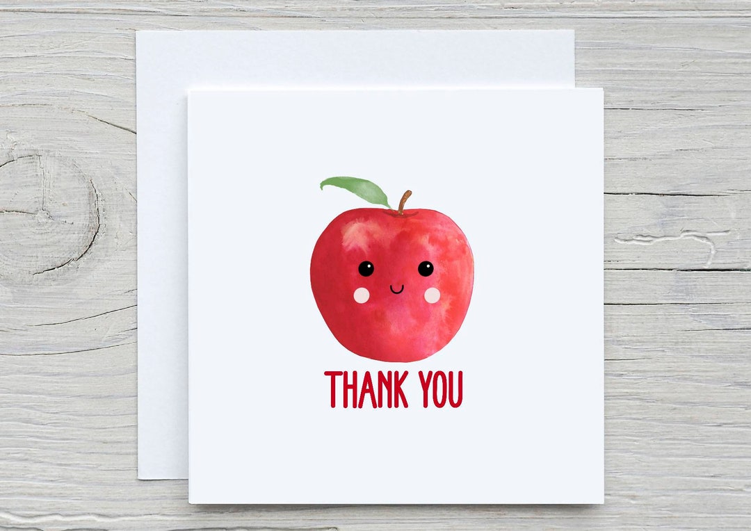 Best Teacher Thank You Apple Card | World's Best Teacher | 6x6" White ...