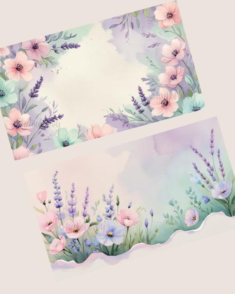 Pastel Aesthetic Floral Frames With Soft Pink, Lavender, Mint, and Baby ...